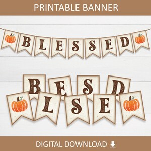 Blessed Thanksgiving Fall Banner. Printable | Instant Download | PDF ...