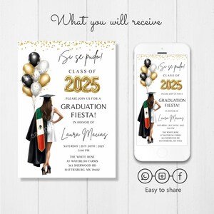 Mexican Female Graduation Invitation | "sí Se Pudo" | Class of 2025 ...