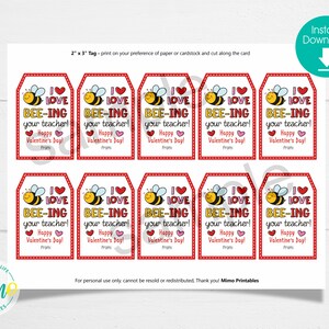 Teacher's Valentine's Day Tag for Students: 'I Love Bee-ing Your ...