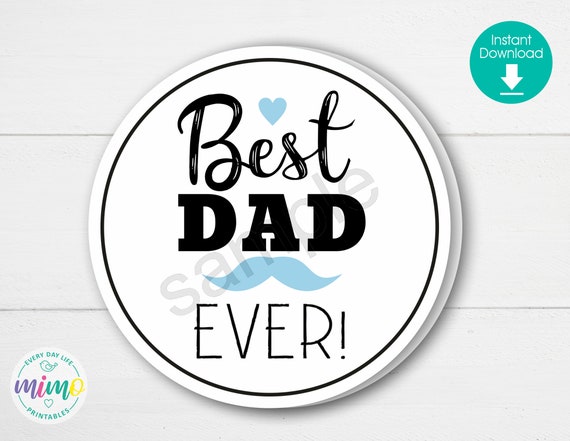 Fathers Day Tag Best Dad Evercircle Round Gift Tag / | Etsy