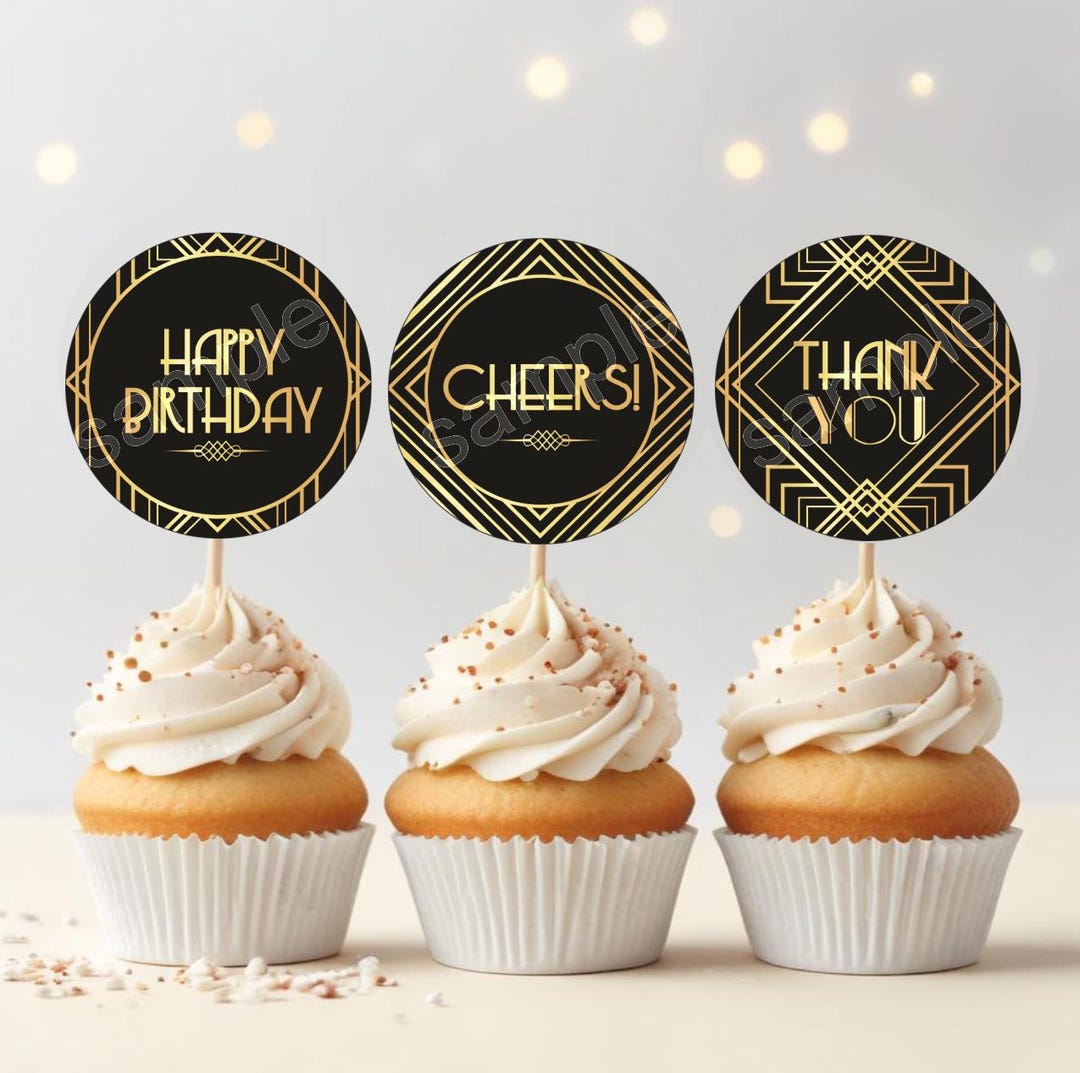 Art Deco Round Labels, Stickers, Toppers, Instant Download, - Etsy