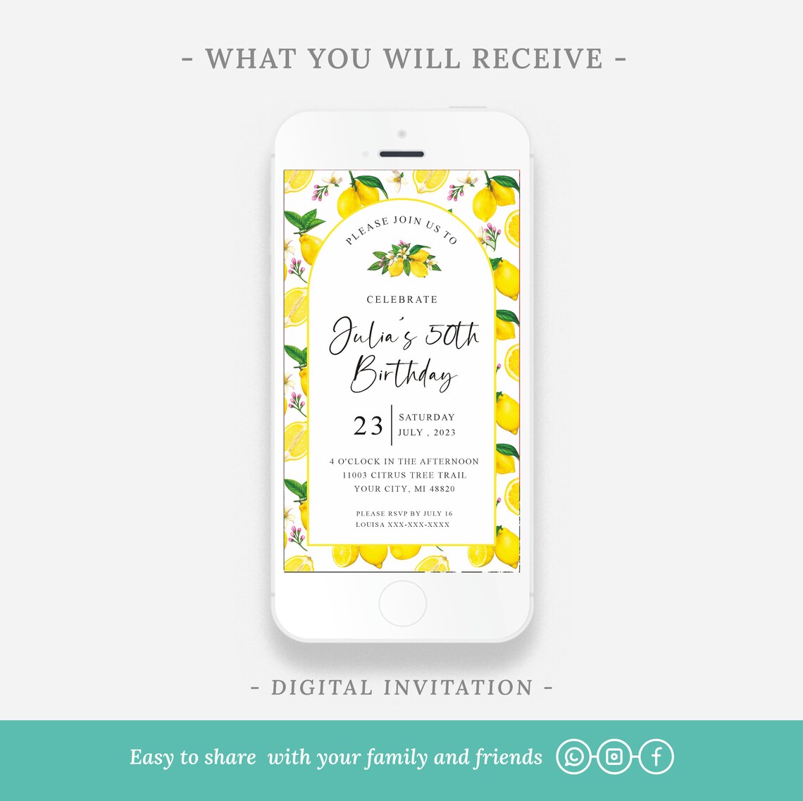 Lemons Invitation | Citrus Summer Birthday & Bridal Shower | Non ...