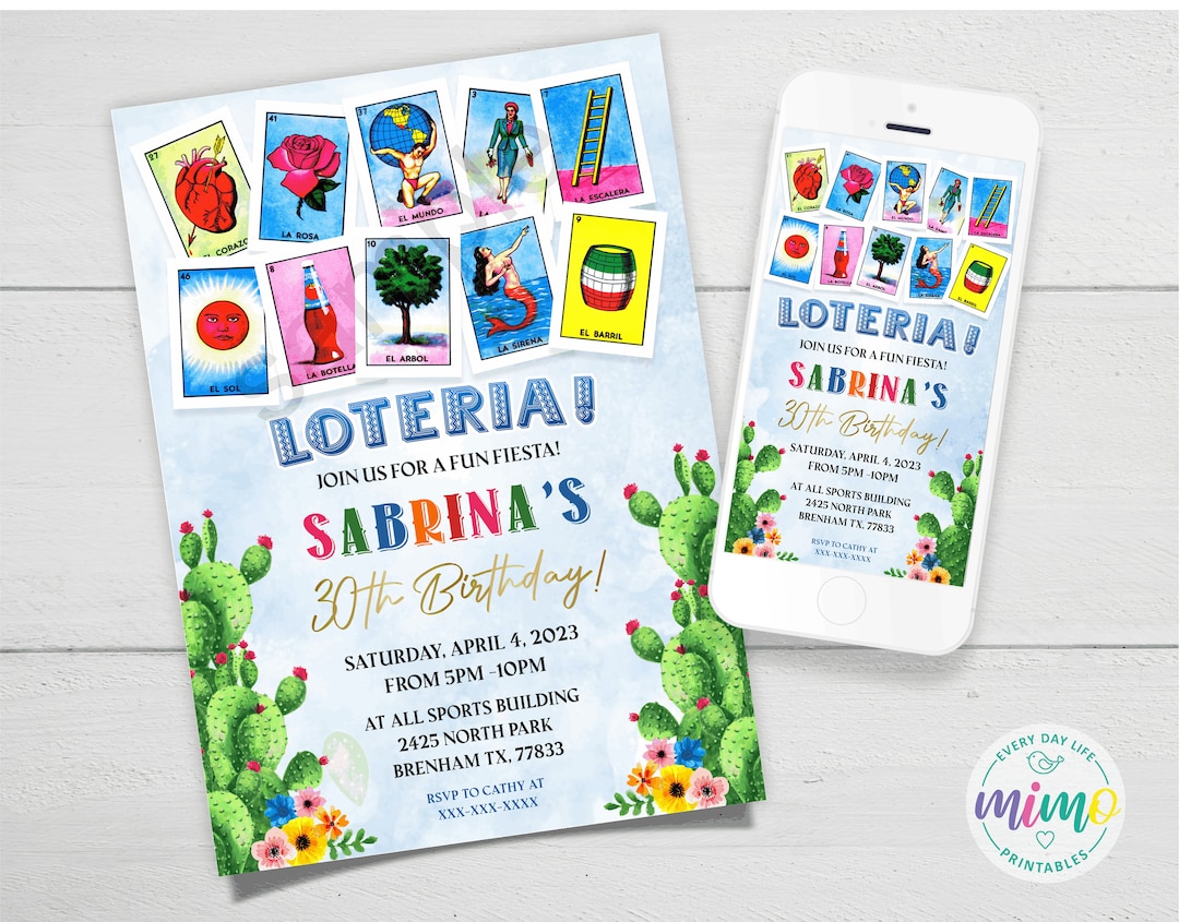 Loteria Invitation, Mexican Loteria Fiesta Invitation, Printable ...