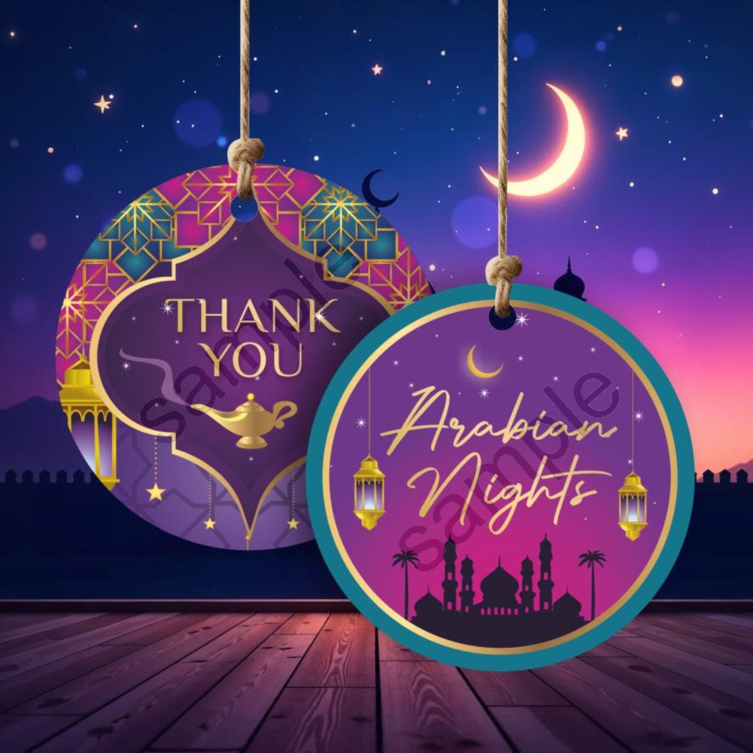 Arabic Themed Thank You Tags | 2-inch Round Labels | 2 Unique Designs ...
