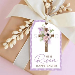 Easter Tag, He is Risen, Christianity, Sunday Church, Size: 2 " X 3.2 ...
