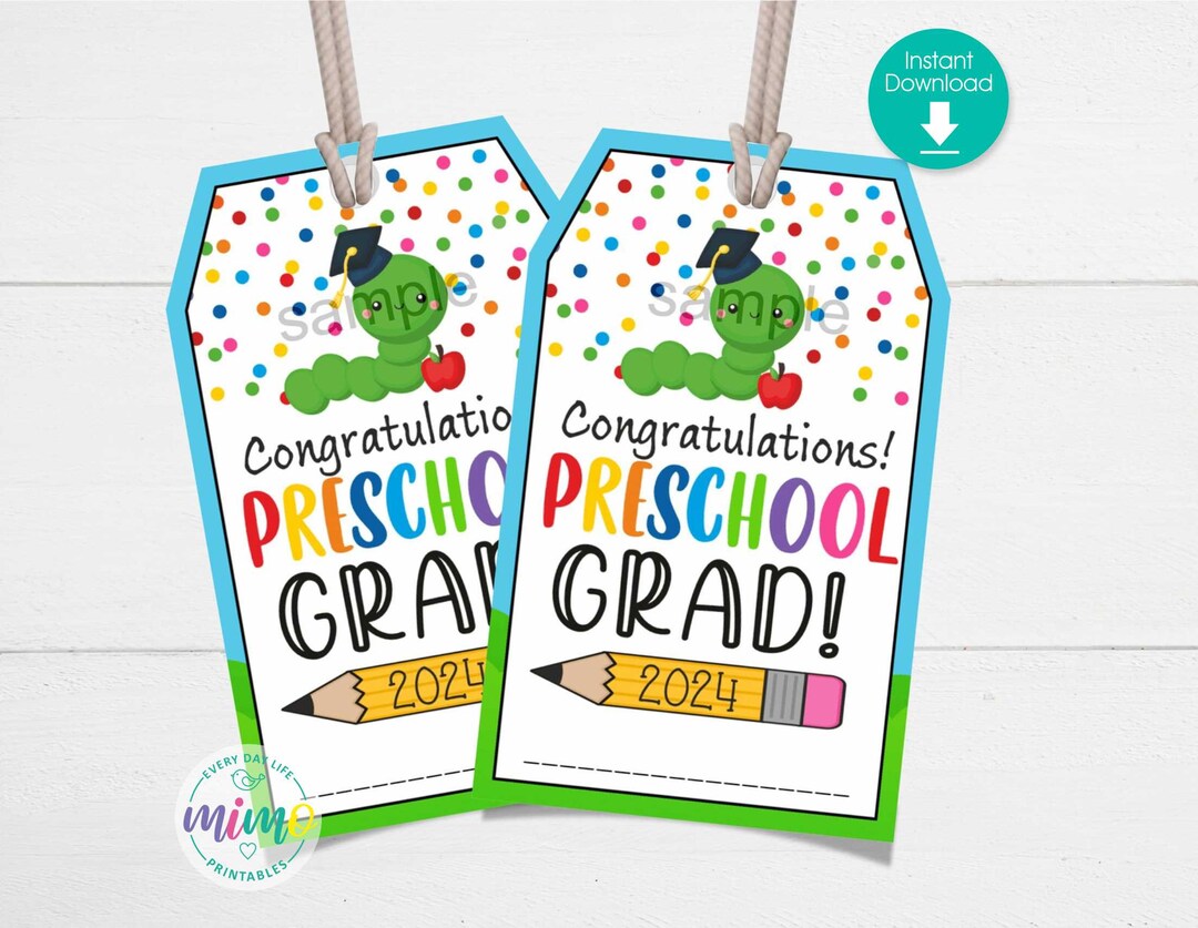 Preschool 2024 Graduation Gift Tag: Hang Tag. Sign Name by Hand ...