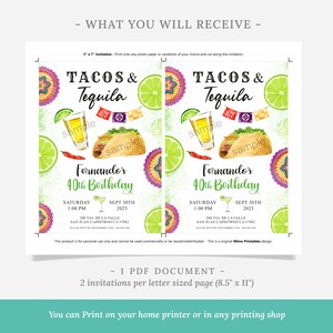 Tacos & Tequila Birthday Invitation, Mexican-theme | Non-editable ...