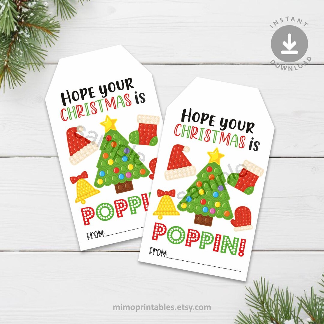 Hope Your Christmas is POPPIN Tag Pop It Fidget Toy Christmas Gift Tag ...