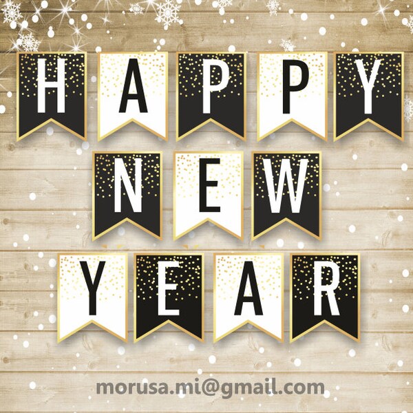 Happy New Year Banner - Etsy
