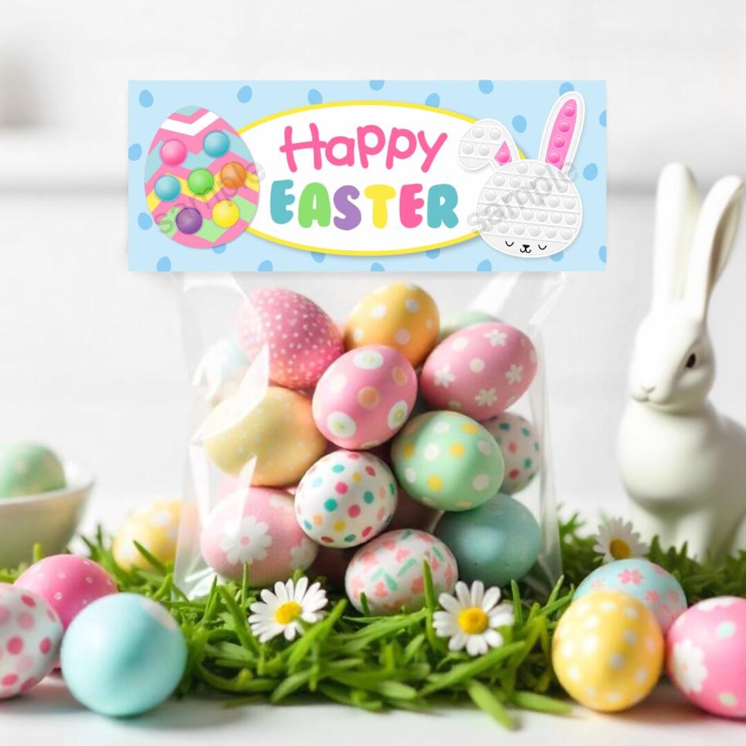 Happy Easter Treat Bag Topper | Printable Template | 7" X 2.5" & 5" X 2 ...