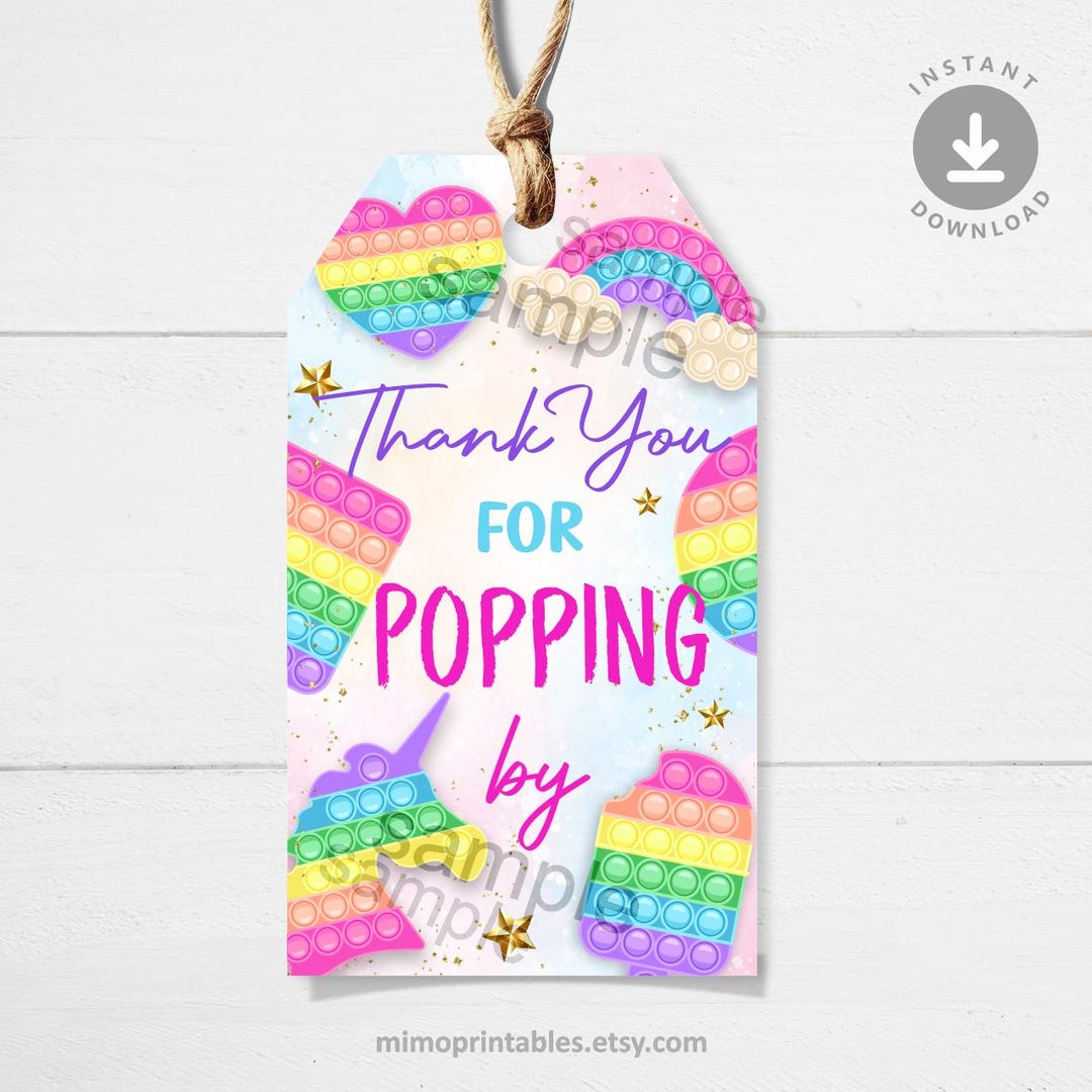 Thank You for Popping by Tag Soft Pastel Colors Fidget Toy Gift Tag ...