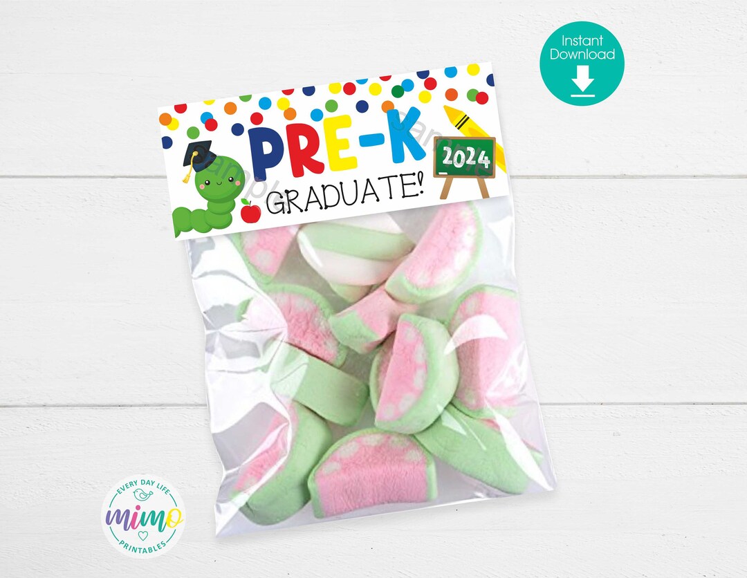 PRE-K Graduate 2023 Treat Bag Topper: Candy Bag Topper. Printable, 5 X ...