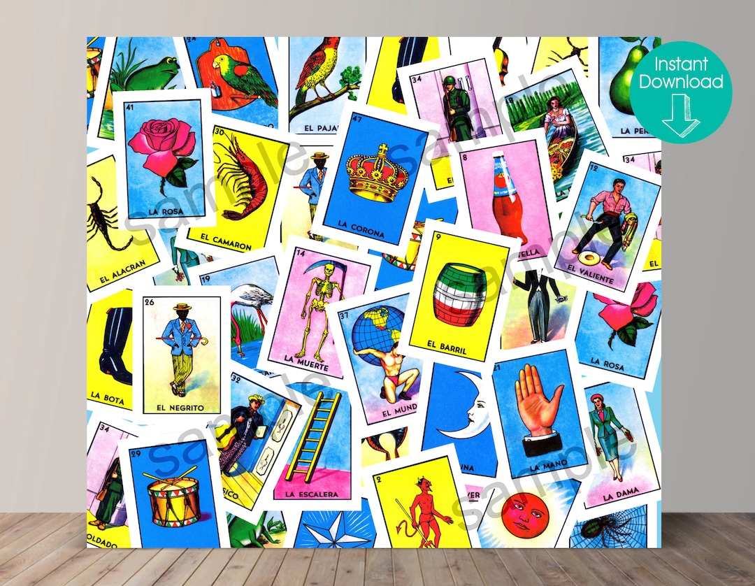Mexican Loteria Cards Party Background, Digital Backdrop, 6 X 7 Ft ...