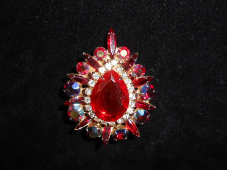Juliana Style Red Large RB Crystal Brooch &/or Pendant - Etsy