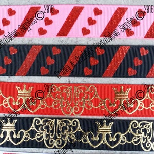 7/8" Queen of Hearts - Diagonal Glitter Hearts - US Designer Printed ...