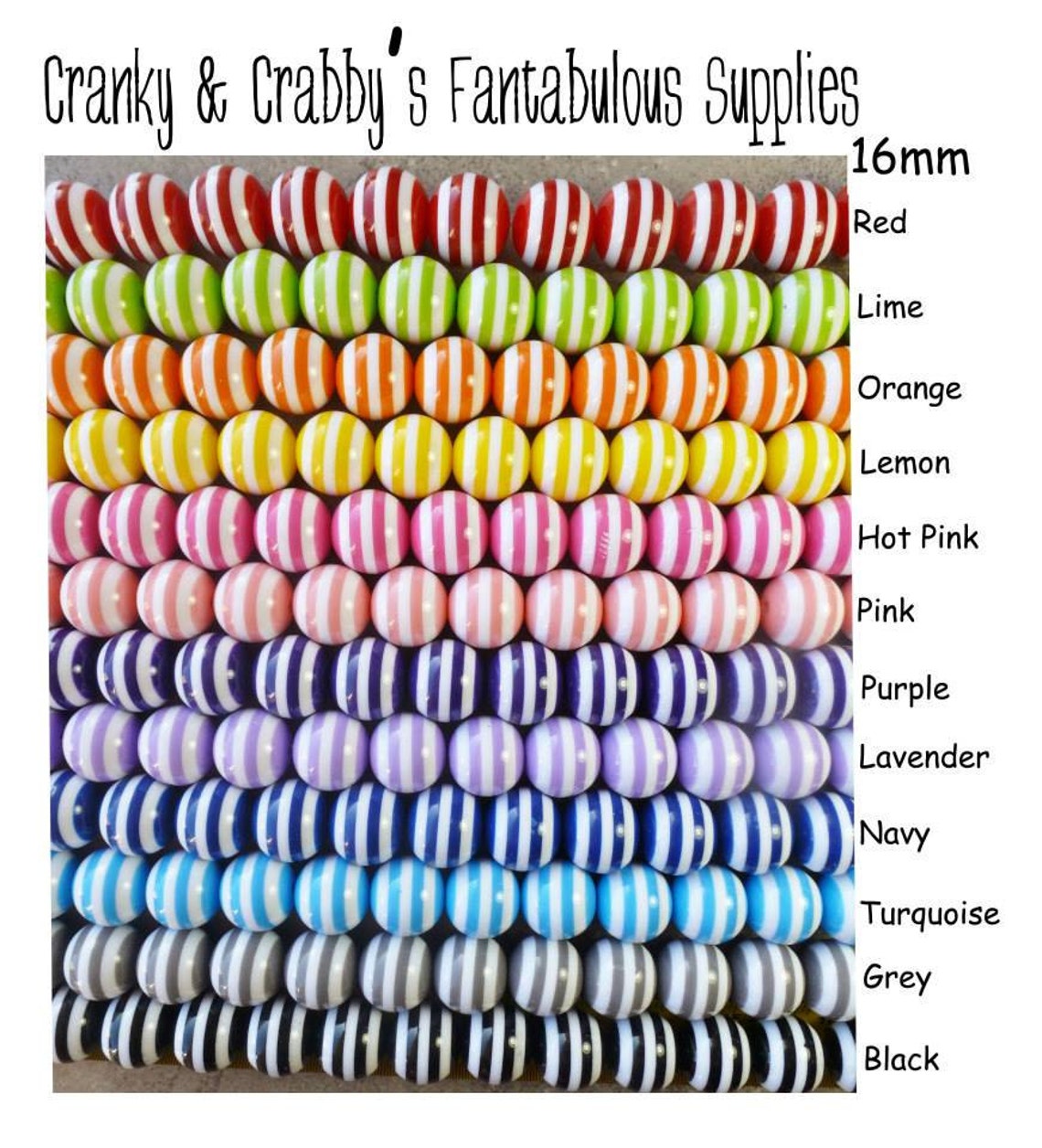 Strand/22 16mm Resin Stripe Bubblegum Beads - Chunky Necklaces - 11 ...