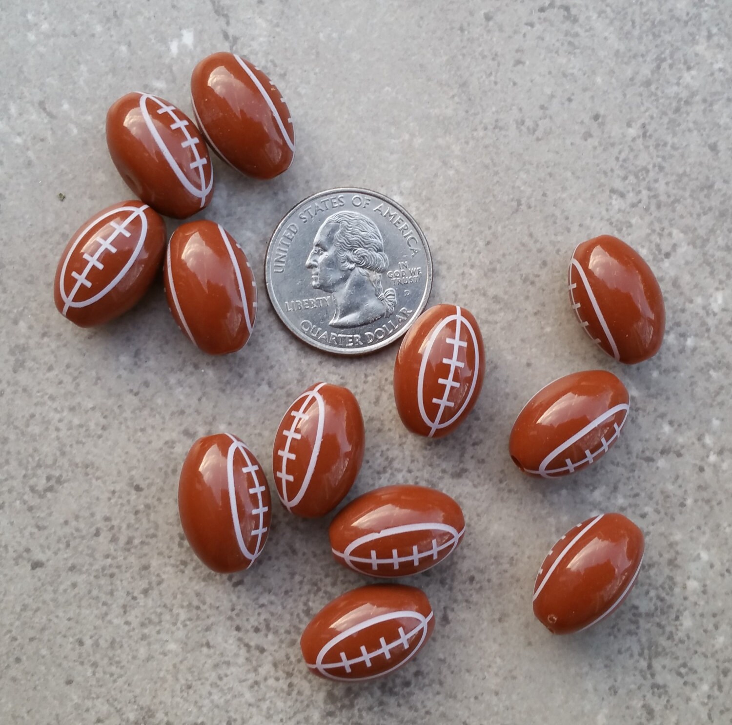 19mm x 12.5mm Resin Football Print Beads Set of 10 | Etsy