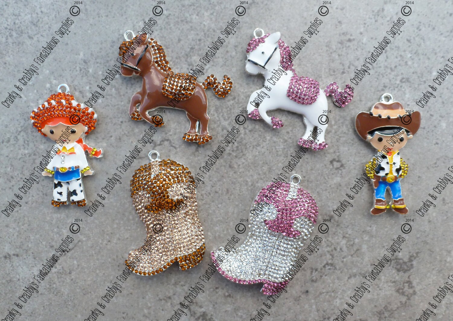 Original Design Little Cowgirl Girl Rhinestone Pendant 50mm | Etsy