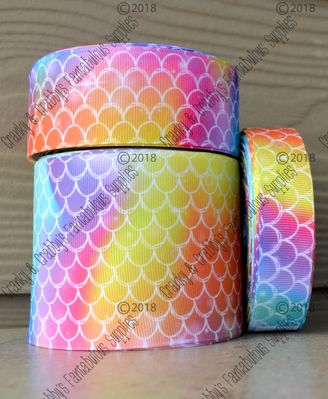 Rainbow Mermaid Heatset Ribbon - US Designer Printed Ribbon - Ombre ...