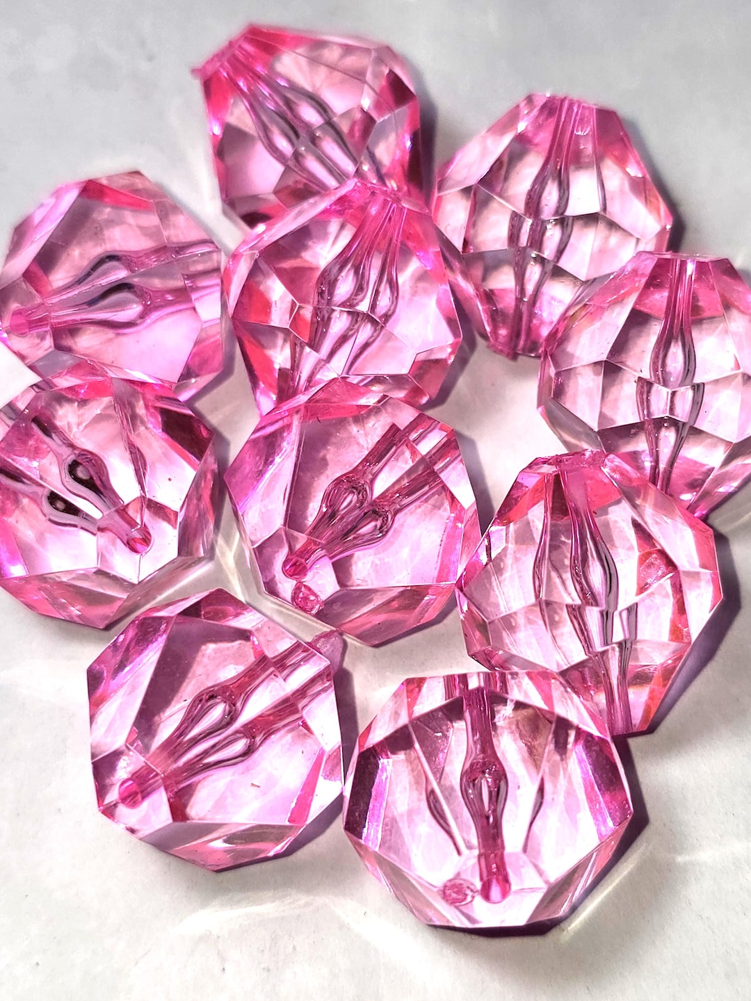 V 22mm X 20mm Transparent Faceted Bi-cone Beads - Set of 10 - PINK - Etsy
