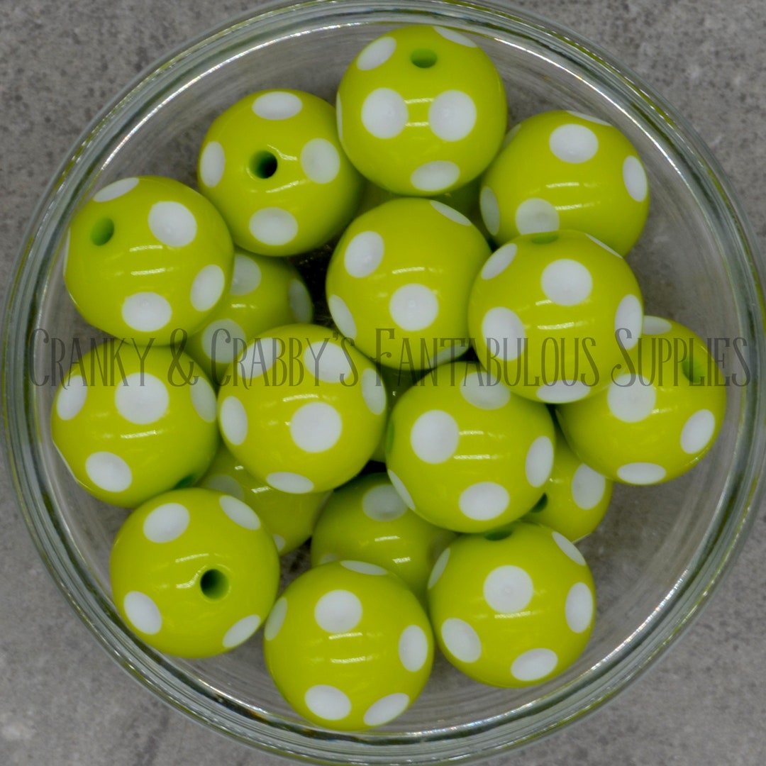 20mm Resin Gumball Dot Beads - Chunky Necklaces - Set of 10 - LIME - Etsy