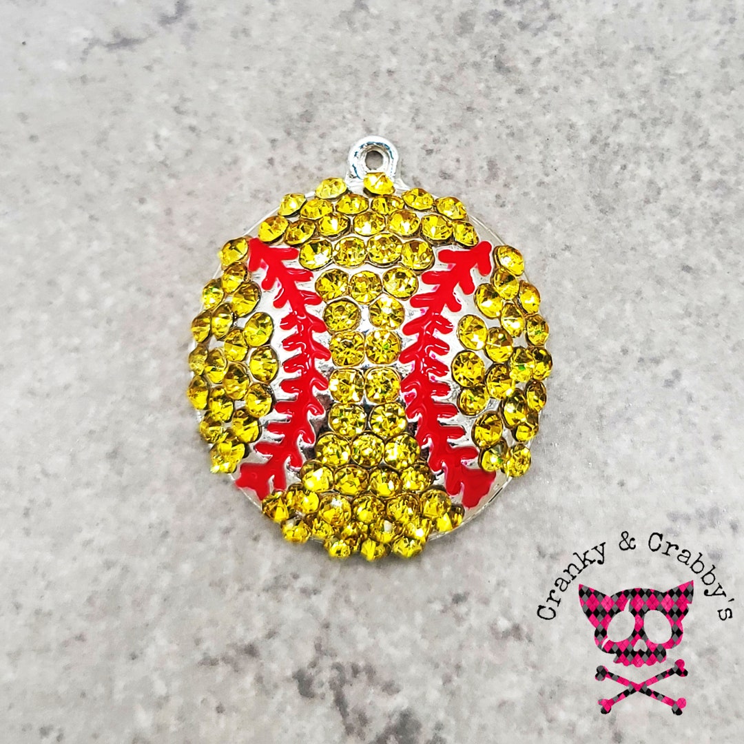 PP Softball Rhinestone Pendant - 40mm X 35mm - Sports - Etsy