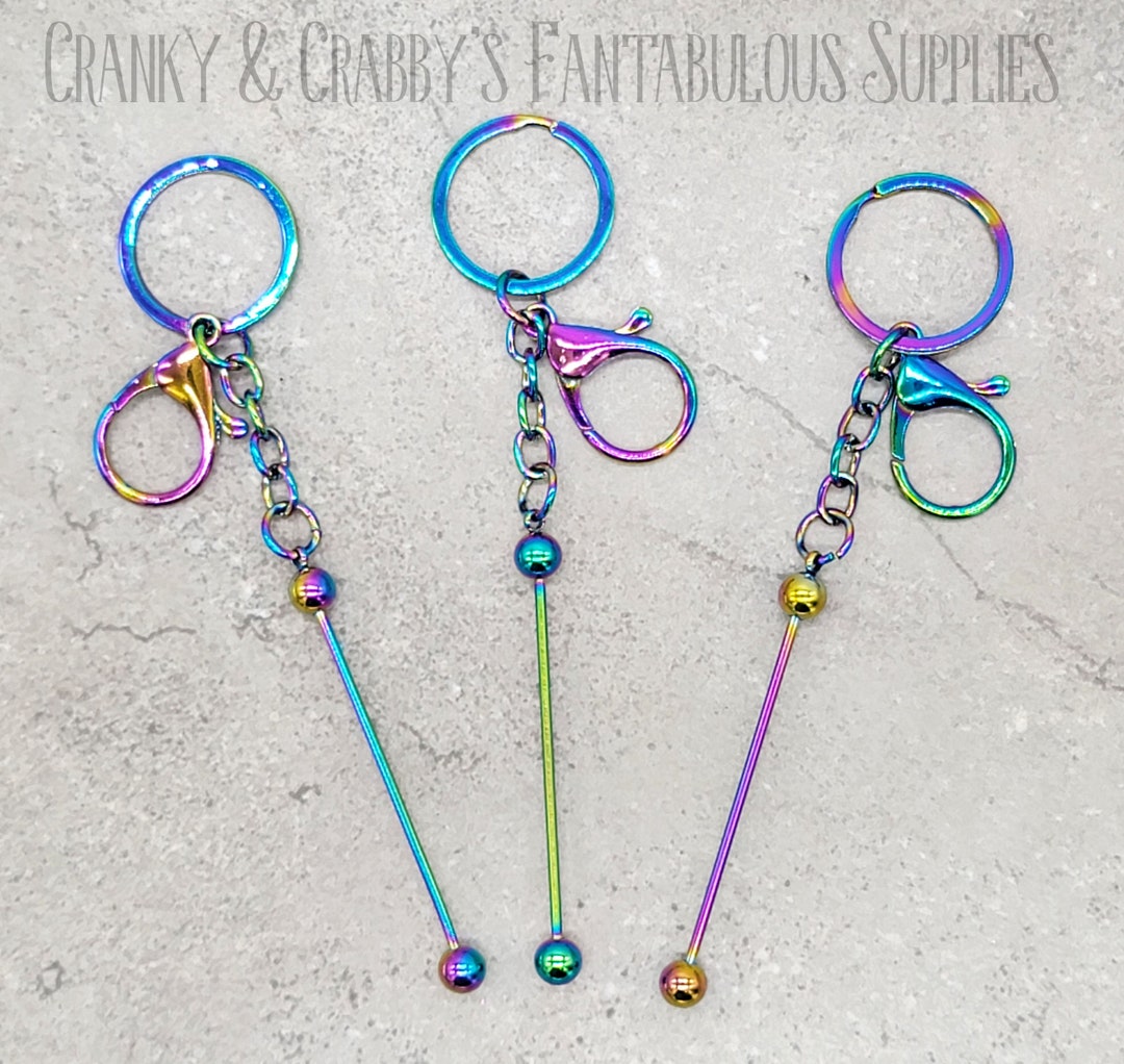 Beadable Blanks - RAINBOW Key Chain or Pendant - Add Beads - Fit Bead ...