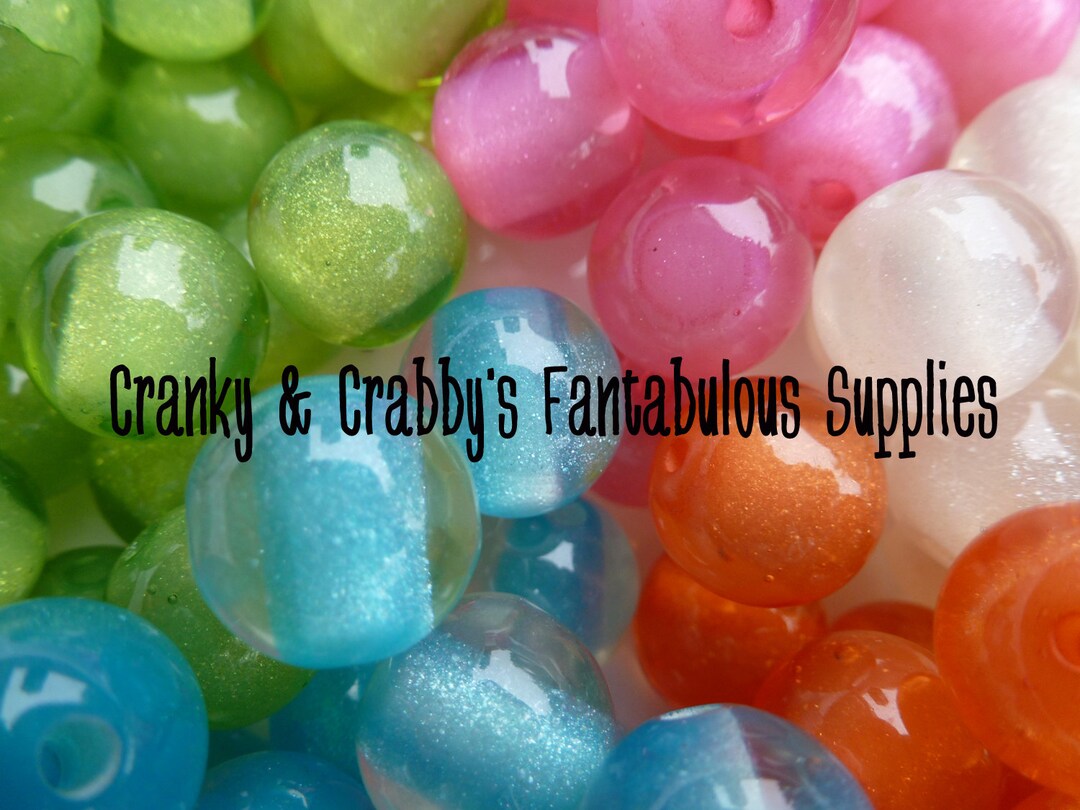 I 12mm Resin Gumball Glitter Core Beads - Chunky Necklaces - Set of 20 ...