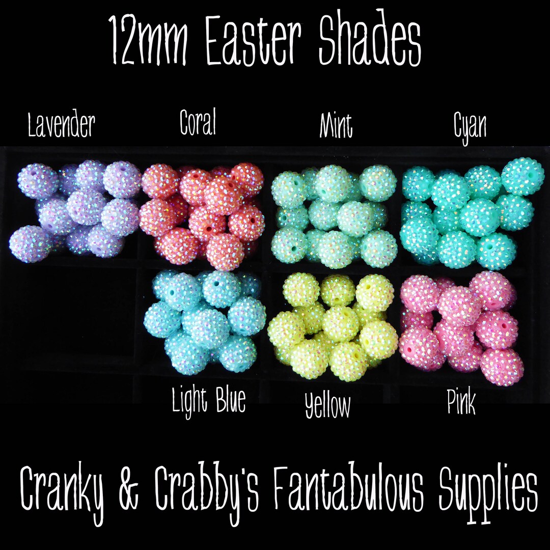 12mm Resin Rhinestone Beads Set of 20 - Spring Colors - Focal Bead - 7 ...