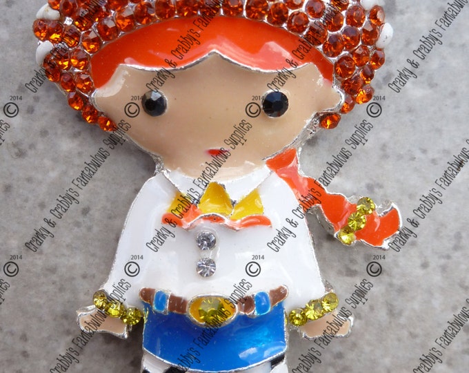 Original Design Little Cowgirl Girl Rhinestone Pendant 50mm - Etsy