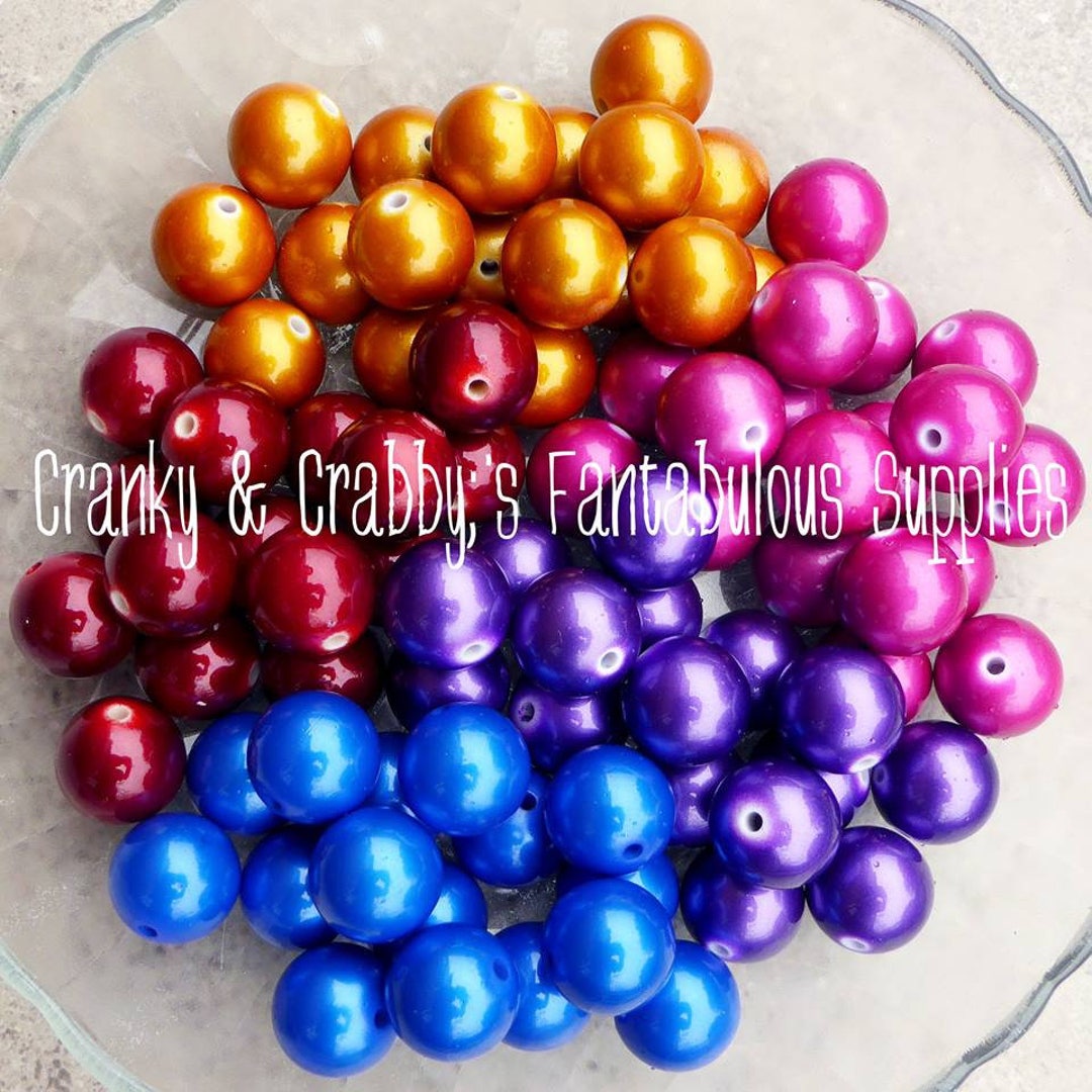 20mm Candy Apple Glossy Finish Jewel Tone Beads Set of 10 - 5 Colors ...