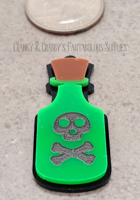 Acrylic Charm Poison Bottle Halloween Skull and Cross - Etsy