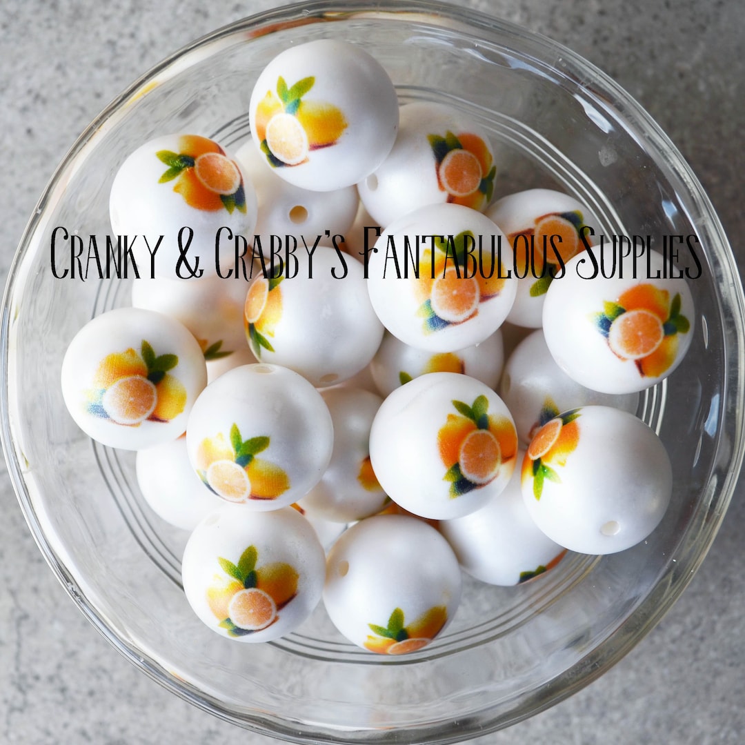 I 20mm Resin Printed Pearl - Lemons - Summer - Chunky Necklaces - Set ...