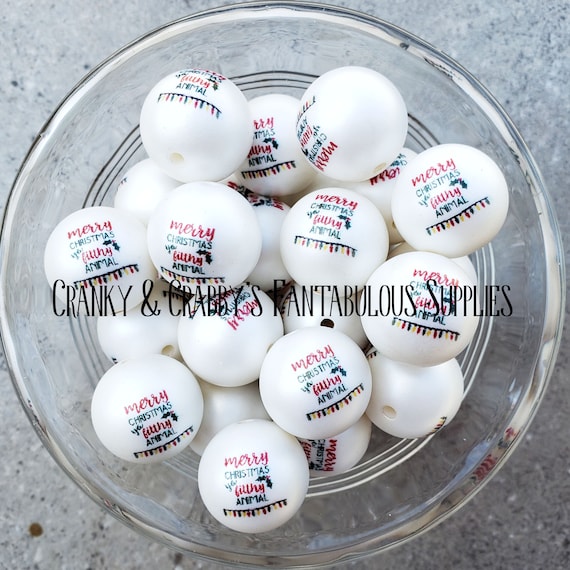 20mm Filthy Animal Print on Matte Pearl Beads Chunky - Etsy