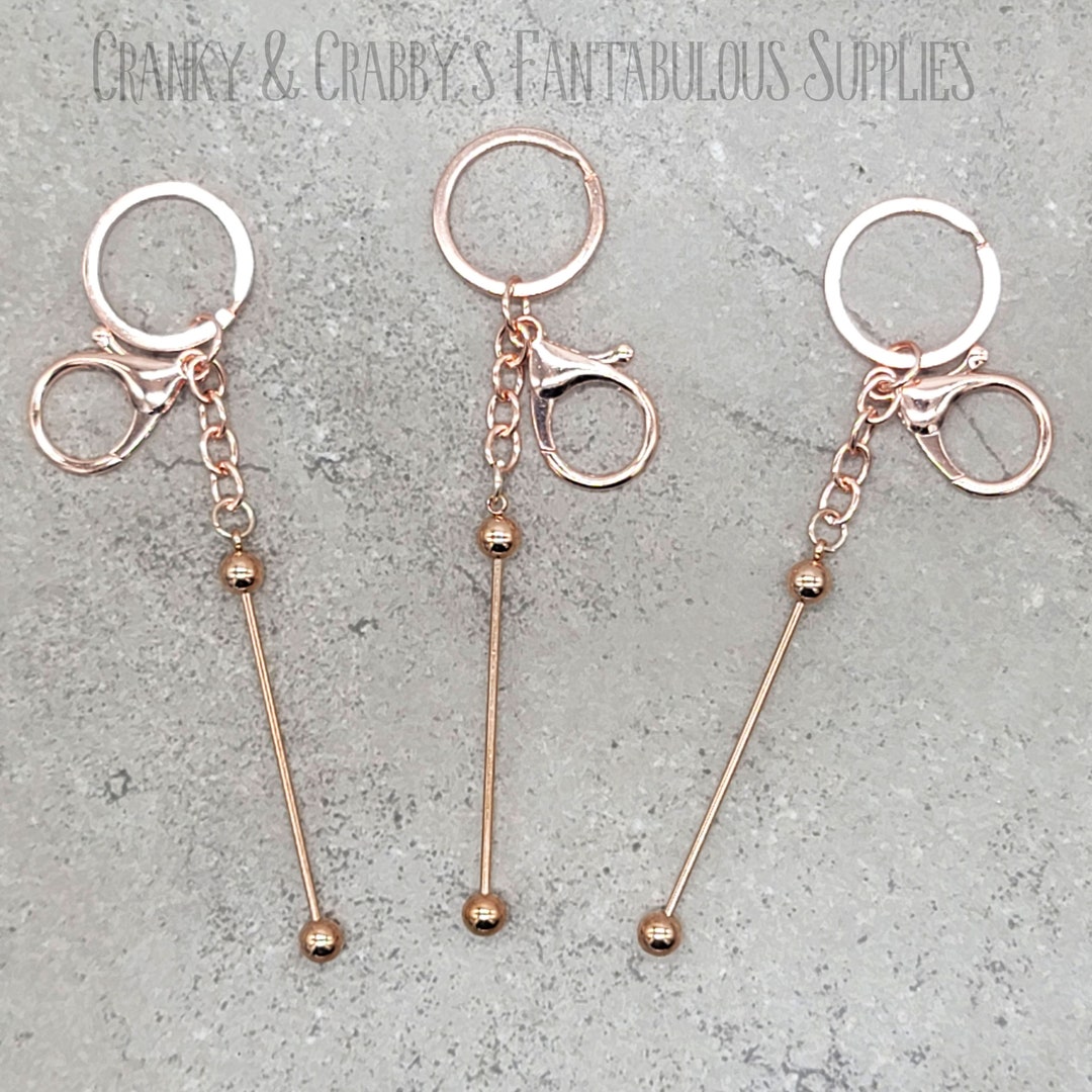 Beadable Blanks - ROSE GOLD Key Chain or Pendant - Add Beads - Fit Bead ...