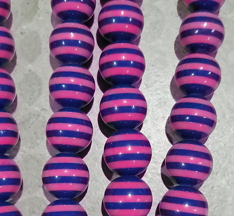 Strand/22 16mm Resin Stripe Bubblegum Beads - Chunky Necklaces - 11 ...