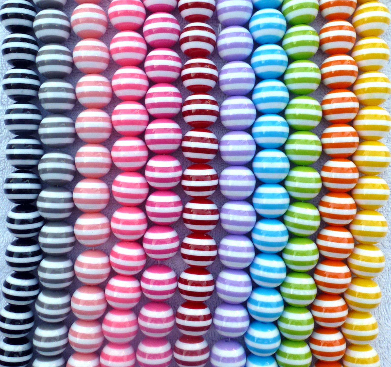 Strand/22 16mm Resin Stripe Bubblegum Beads - Chunky Necklaces - 11 ...