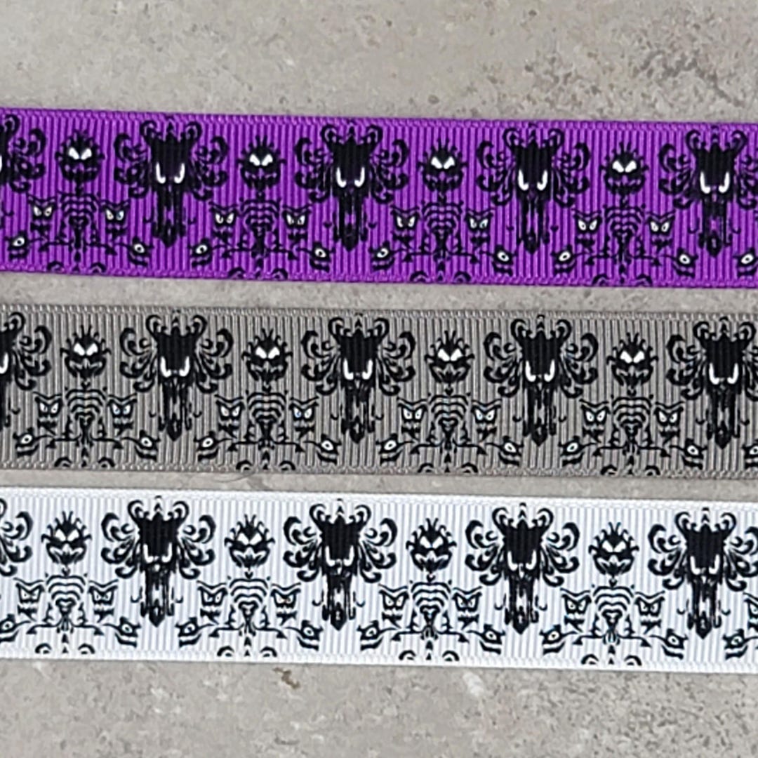 7/8" Mansion Wallpaper Ribbon - Glows in the Dark - US Designer Printed ...