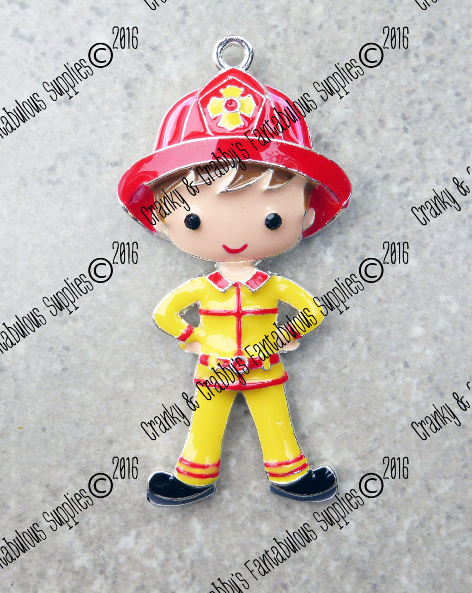 Fireman Pendant Original design Enamel with Rhinestones | Etsy