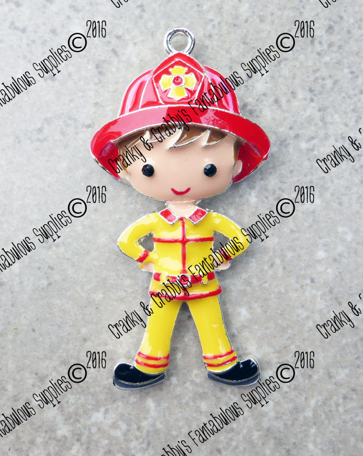 Fireman Pendant Original design Enamel with Rhinestones | Etsy