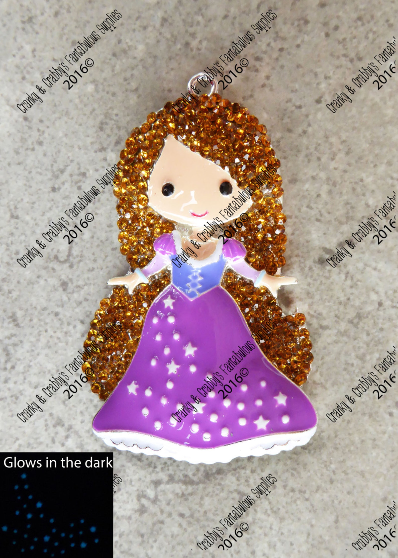 Original Design Rapunzel Redux Rhinestone Pendant - GLOW in the DARK ...