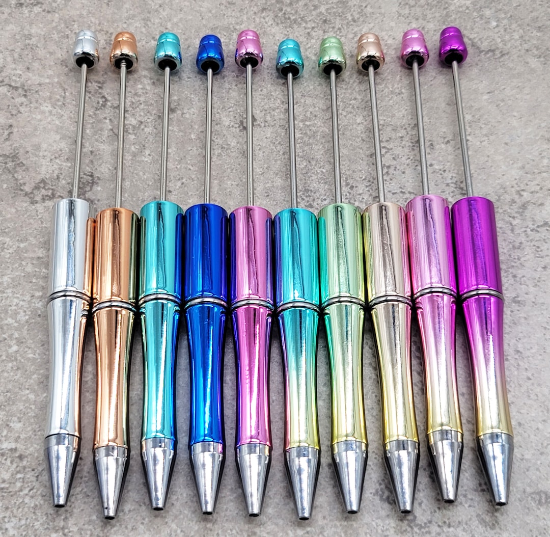 SET of 5 - Chrome Beadable PLASTIC Pen Blanks - Add Beads Pen - 10 ...