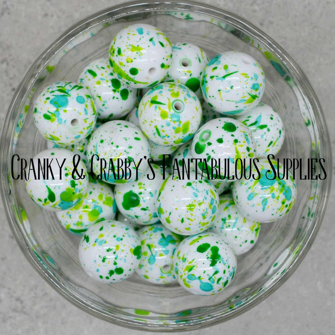 20mm Resin St Patrick's Splatter Gumball Beads - Chunky Necklaces - Set ...