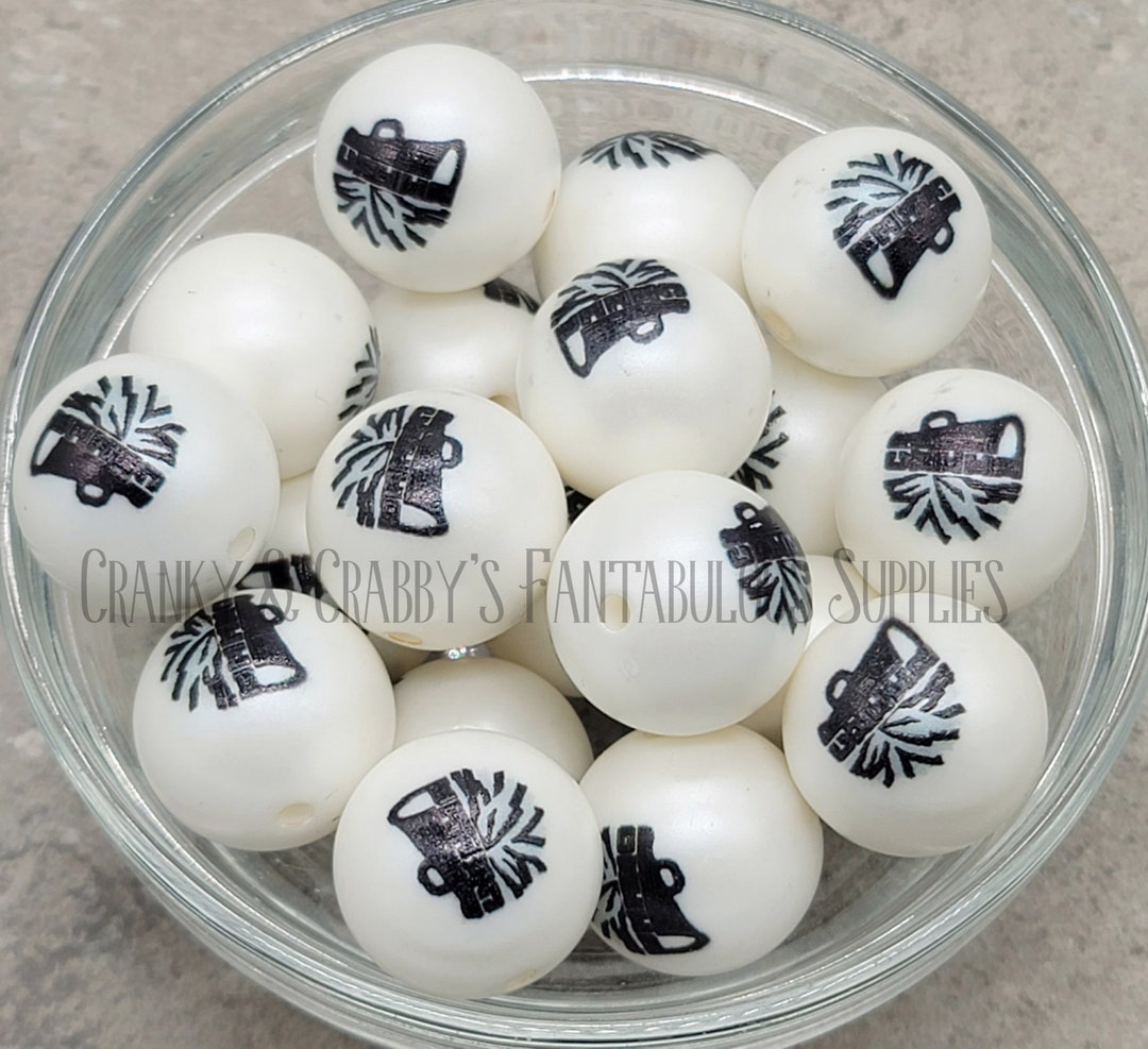 20mm Cheer Print Matte Pearl - Chunky Necklaces - Set of 10 ...