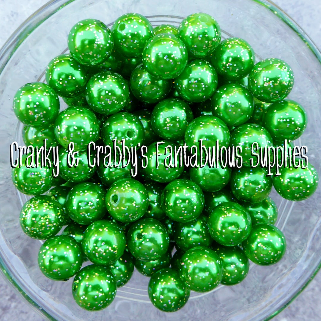 I 12mm Emerald Glitter Pearls Beads Chunky Necklaces Set Of 20 Princess Pearls Etsy