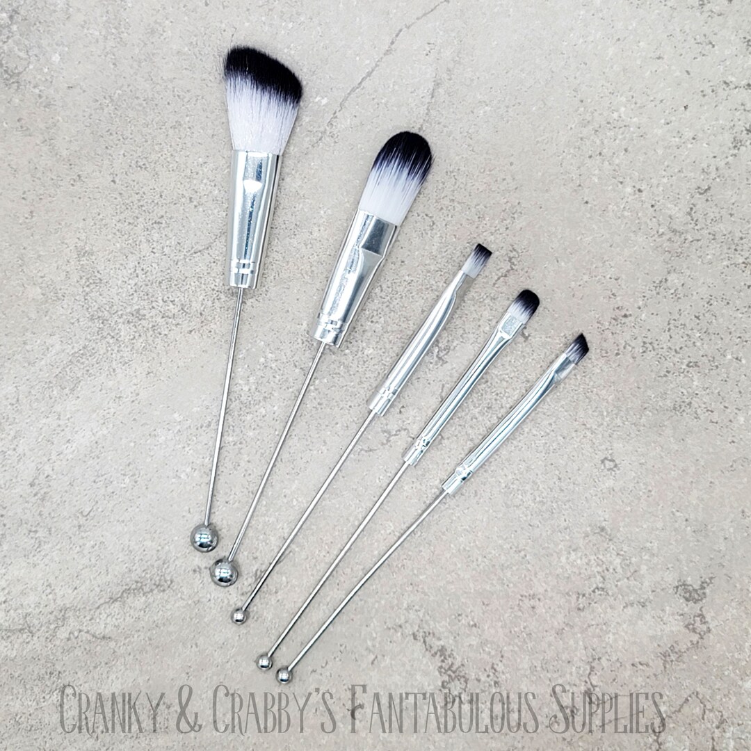 Beadable Blanks - Make up Brush Set - Silver - Add Beads - Fit Bead ...