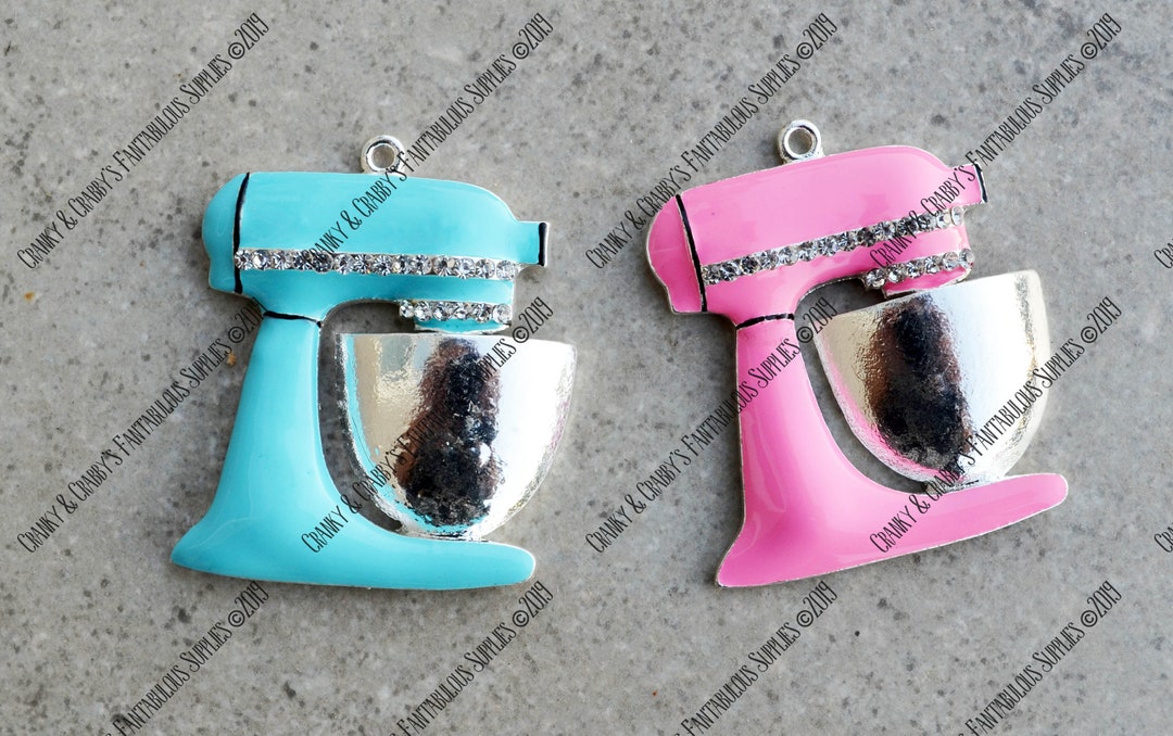 Original Design Enameled Pink or Aqua Mixer Rhinestone Pendant - Etsy