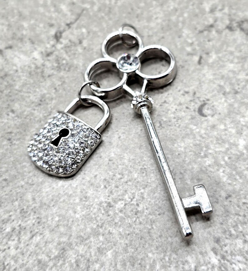 Rhinestone Key and Lock Pendant - 72mm - Etsy