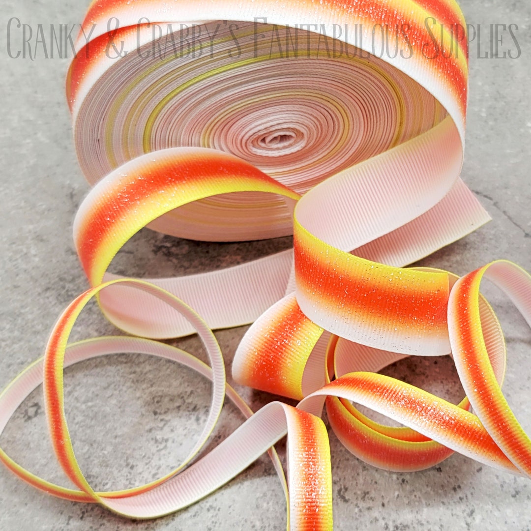 I Candy Corn Ombre Frosted Ribbon US Designer Printed Ribbon 1yd 3 ...