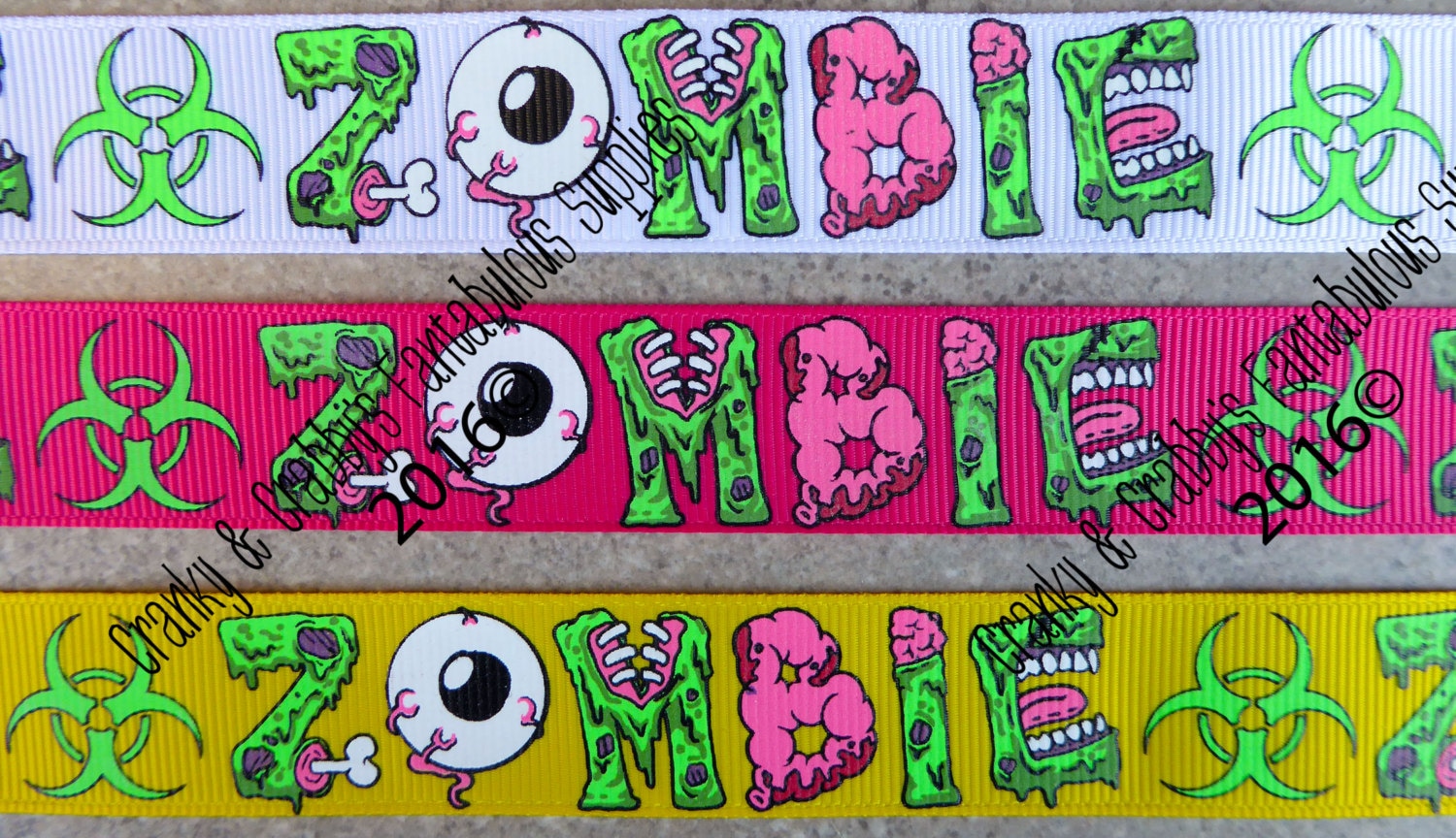 7/8 ZOMBIE Ribbon Zombie Word 3 Color Choices US - Etsy